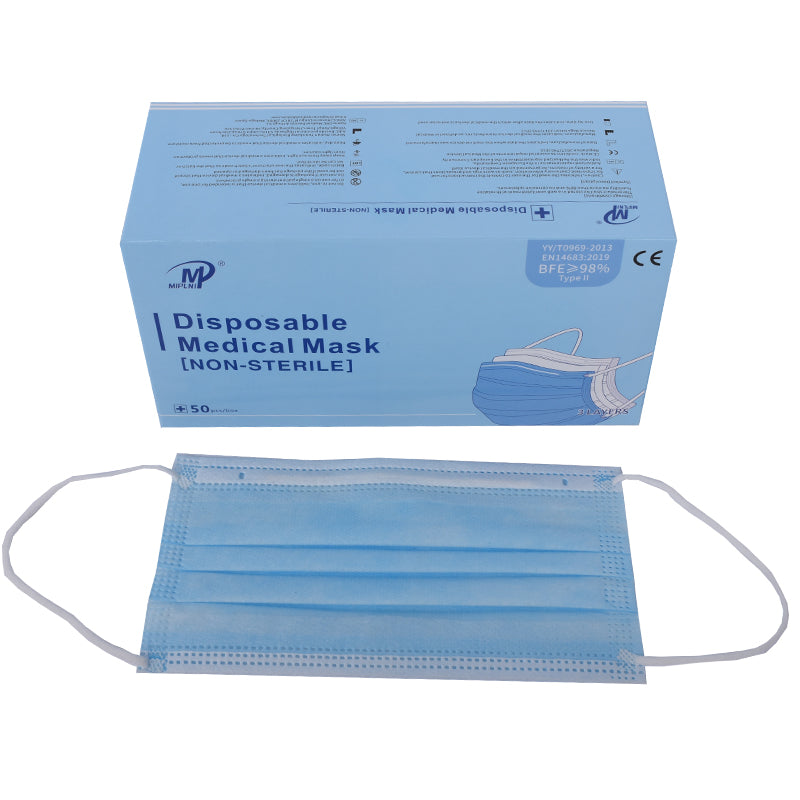 MIPLNI - 50 pcs Level II Face Mask Medical Surgical Dental Disposable