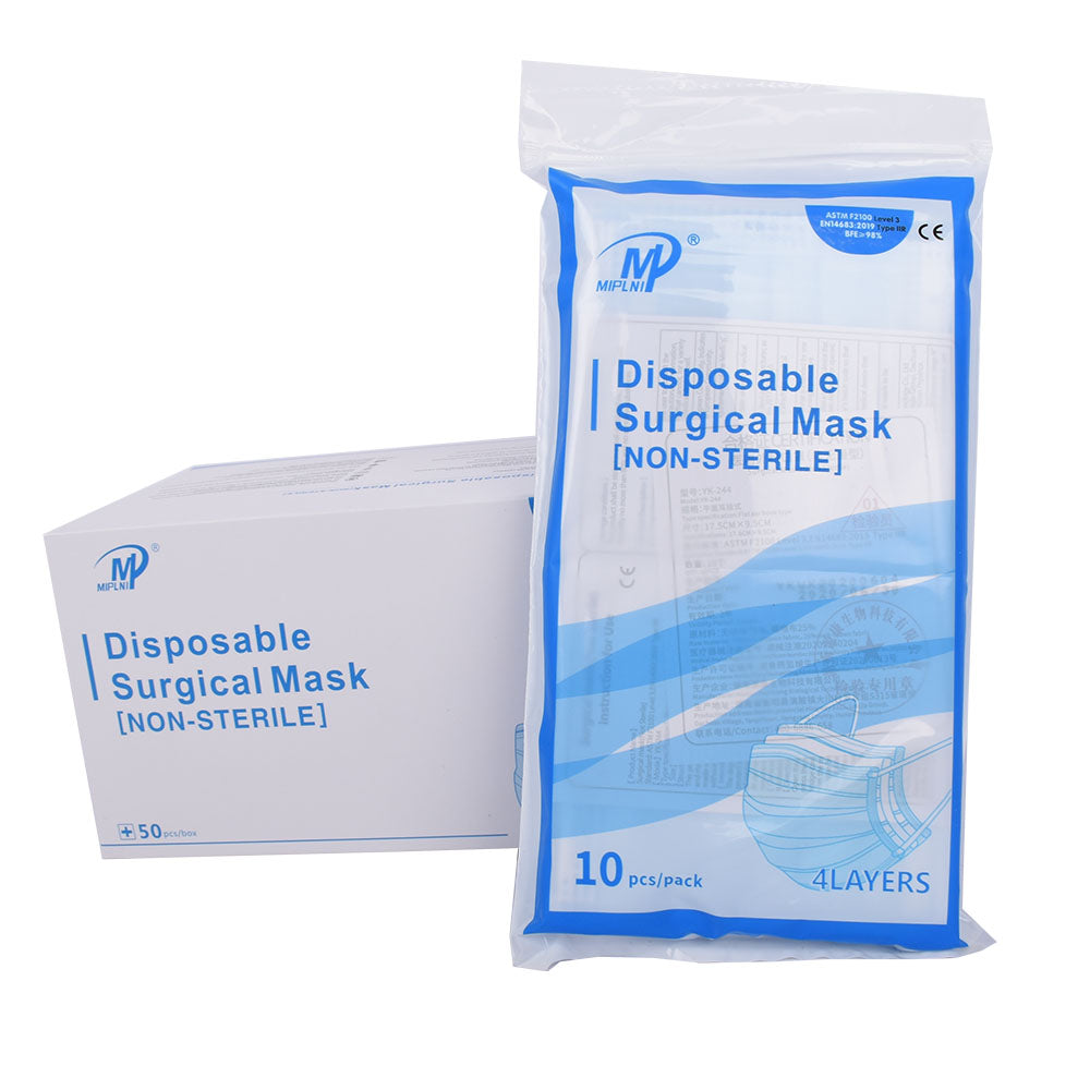 MIPLNI 50 PCS 4 Ply Disposable Medical Surgical Mask 4 layer BFE≥ 98%