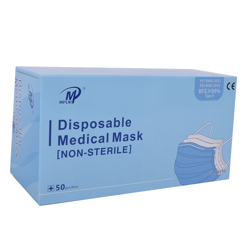 MIPLNI - 50 pcs Level II Face Mask Medical Surgical Dental Disposable
