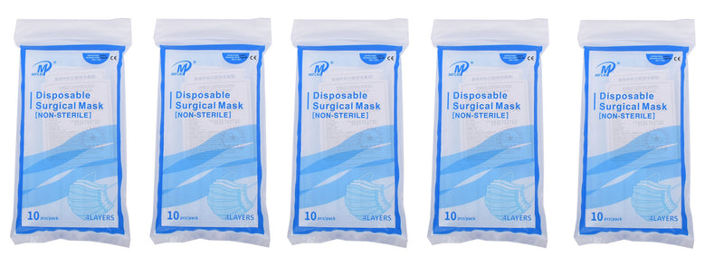 MIPLNI 50 PCS 4 Ply Disposable Medical Surgical Mask 4 layer BFE≥ 98%