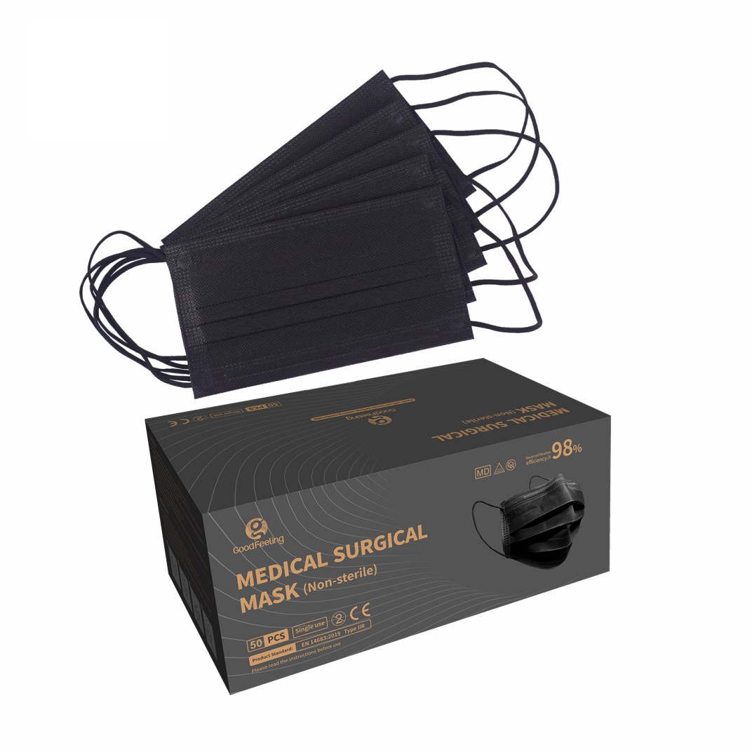 50 PCS BLACK Color 3-PLY Medical Surgical disposable Earloop Face Mask