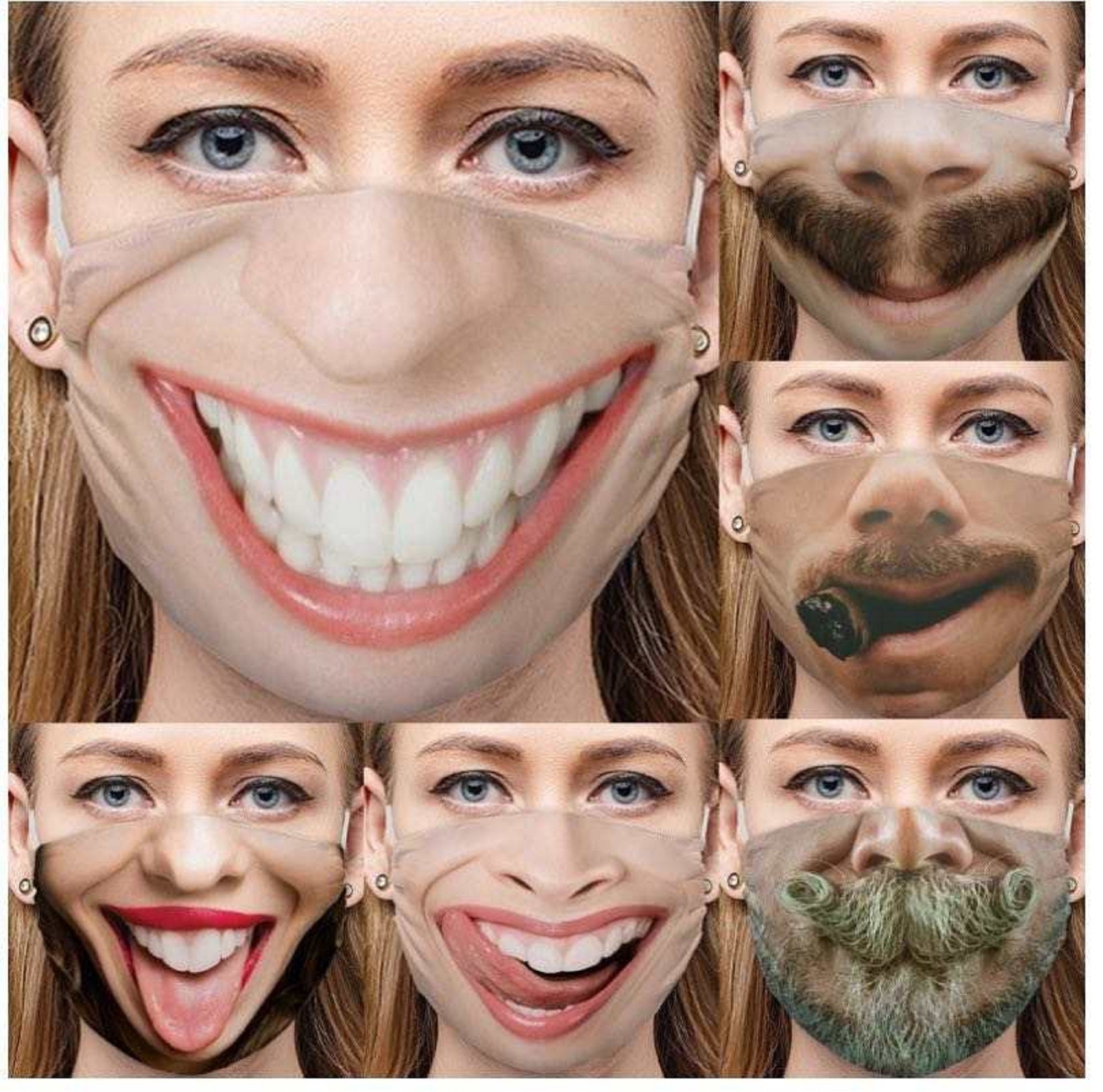 3D Print Funny Half Face Mask Funny Mask Party Face Mask Breathable Fa