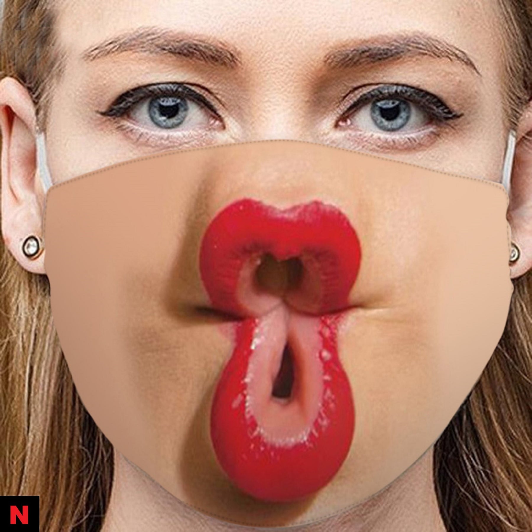 ORIGINAL4U funny Mask Party Human 3D Printing Face Cover Protection