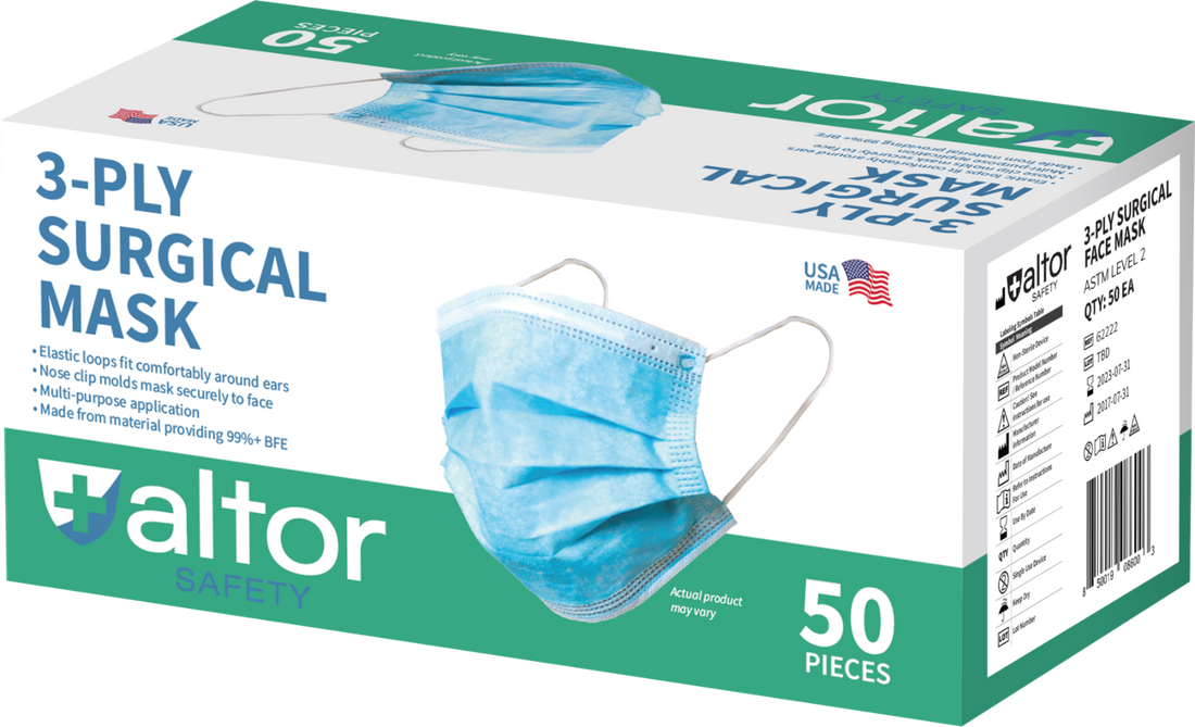 ALTOR 3PLY SURGICAL DISPOSABLE MASKS 99% BFE - ASTM LEVEL 2 - FDA Appr